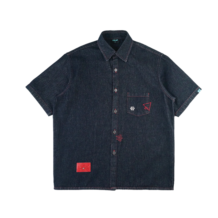EGLAF | RU Loose Fit Denim Shirt Dark Blue – SWAGANZ